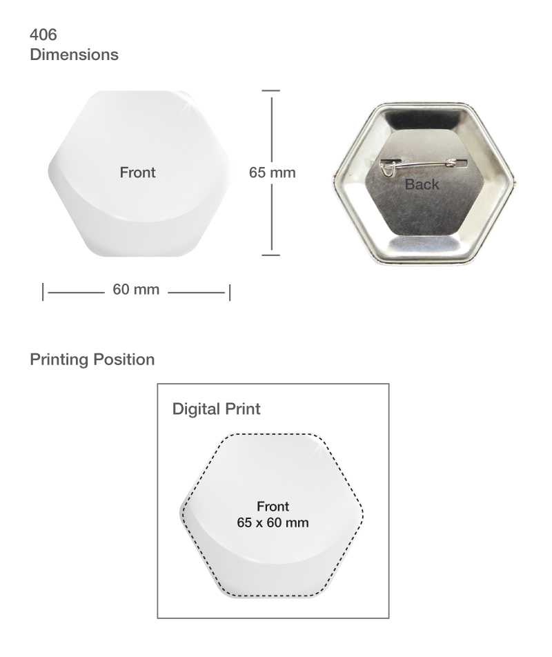 Hexagon Button Badges - PrintWave Oman
